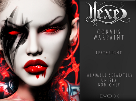 Second Life Marketplace - Hexed - Corvus Warpaint EvoX Unisex
