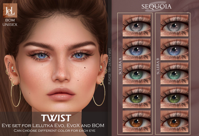 Second Life Marketplace - ::Sequoia:: Twist eyes for Lelutka Evo/X and BOM