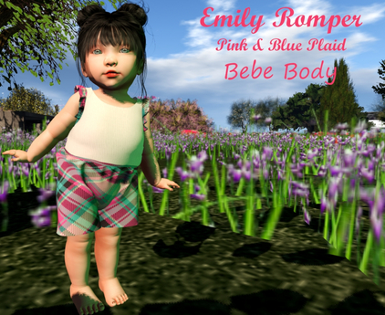 Second Life Marketplace - TrUe Art- Bebe Emily Romper (Pink&Blue Plaid)