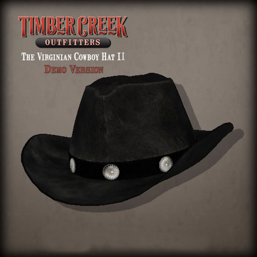 Second Life Marketplace - [Timber Creek] The Virginian Cowboy Hat-DEMO