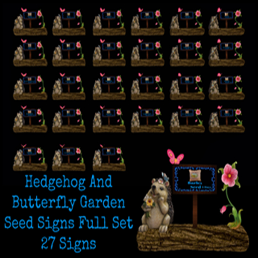 Second Life Marketplace - Hedgehog And Butterfly Garden Seed Signs Full ...