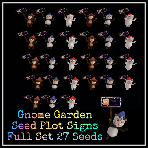 Second Life Marketplace - Gnome Garden Seed Plot Signs Full Set 27 Seeds
