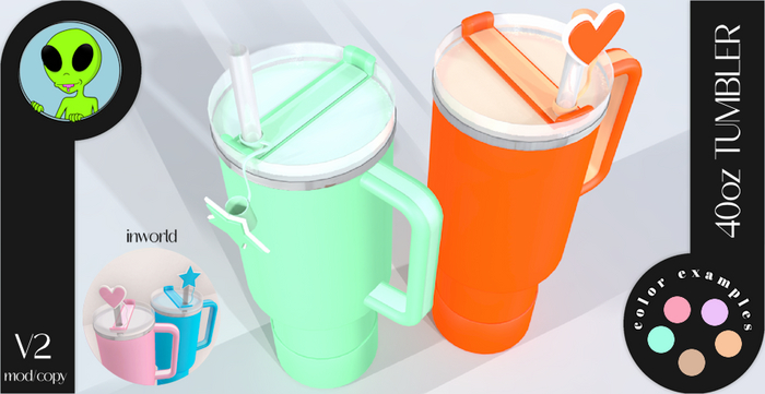 Second Life Marketplace - Gnarly. - 40oz Tumbler V2 - Heart Top - Pink