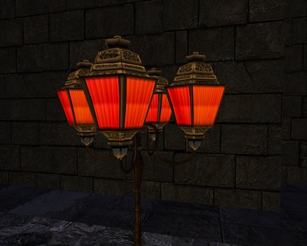 Second Life Marketplace - Gothic Lamp Post Quad Red boxed Gothic Furniture Lighting