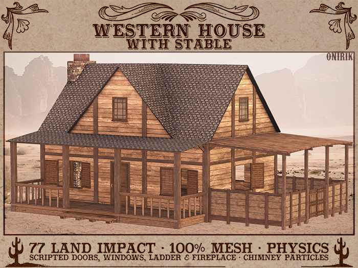 Second Life Marketplace - ONIRIK - Western House with Stable