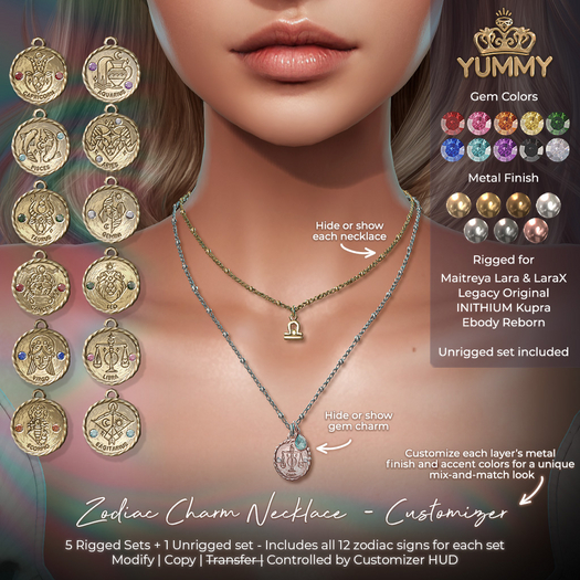 Second Life Marketplace - (Yummy) Zodiac Charm Necklace - Customizer