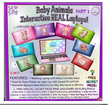 Second Life Marketplace - So Silly Animal Laptop PART 1 - Baby Piggy Blue