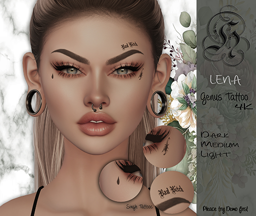 Second Life Marketplace - :: H4 // Lena Genus 4K Face Tattoo