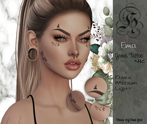 Second Life Marketplace - :: H4 // Ema Genus 4K Face Tattoos
