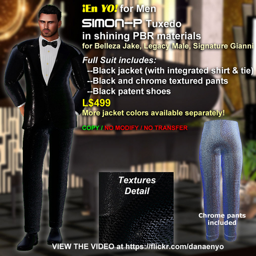 Second Life Marketplace - En YO! Mens SIMON-P PBR Tuxedo Jake/Gianni ...