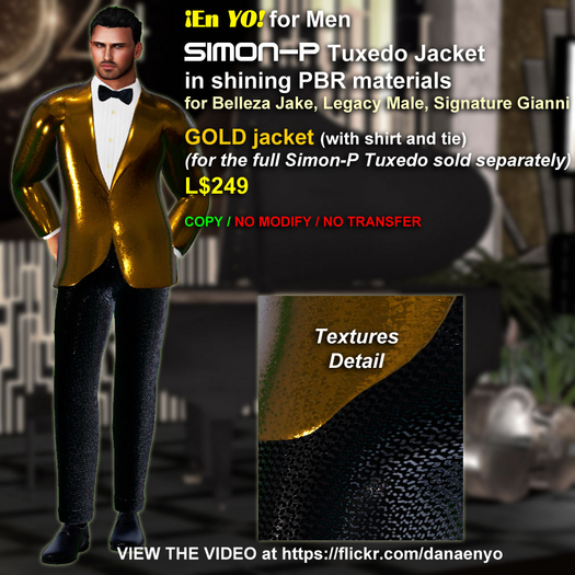 Second Life Marketplace - En YO! Men Simon-P Tuxedo Jacket Gianni ...