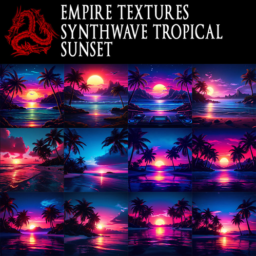 Second Life Marketplace - EMPIRE TEXTURES - synthwave tropical sunset