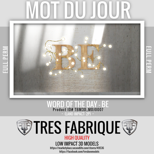 Second Life Marketplace - Mot Du Jour (Word of the Day) Be