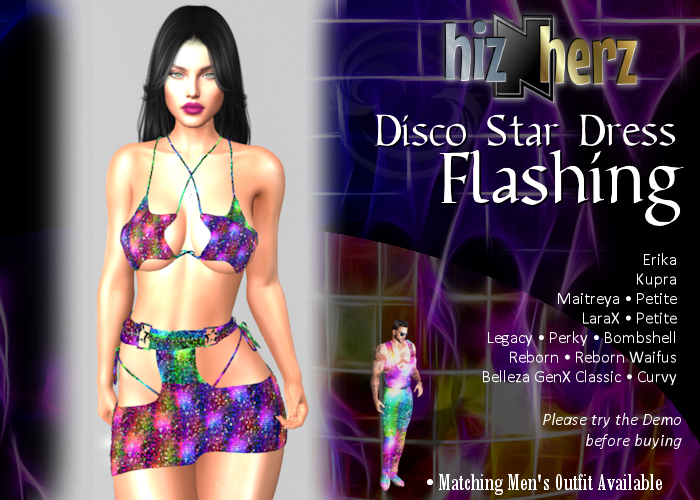 Second Life Marketplace - hizNherz Flashing Disco Star Dress