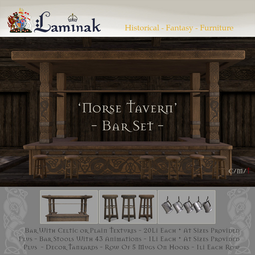 Second Life Marketplace - Laminak - Viking-Medieval-Norse Tavern Bar Set