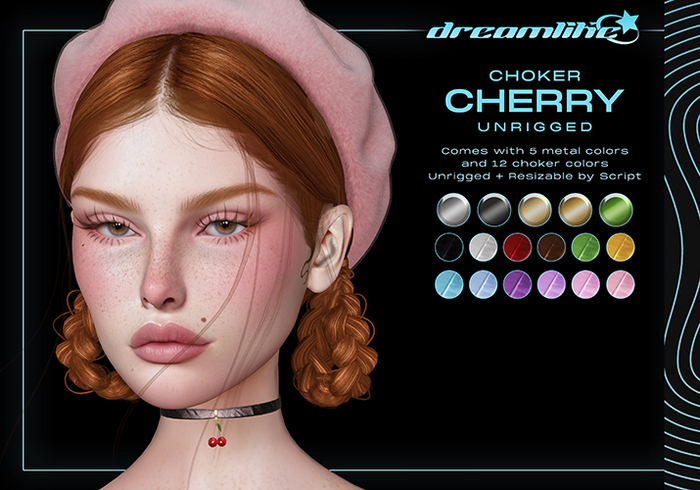 Second Life Marketplace - Cherry Choker - Unrigged + Resizable ...