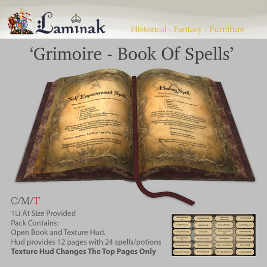 Second Life Marketplace - Laminak - Spell Altar - Grimoire - Book of Spells