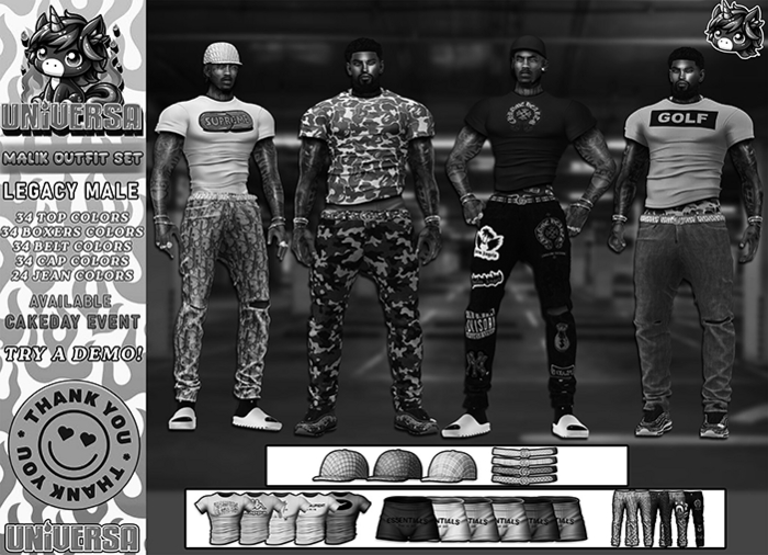 Second Life Marketplace - #UNIVERSA MEN - Malik Outfit Set - DEMO ...