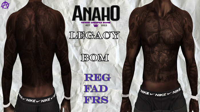 Second Life Marketplace - ANAHO /\ Legendary Full Body Tattoo (Unisex)