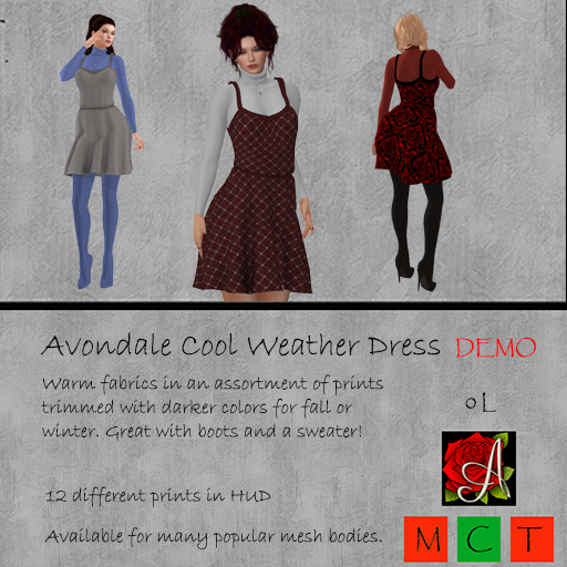 Second Life Marketplace - Avondale Cool Weather Dress DEMO