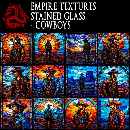 Second Life Marketplace - EMPIRE TEXTURES - stained glass - cowboys