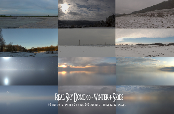 Second Life Marketplace - Mesh Entity: Real Sky Dome (90mts) Winter & Skies