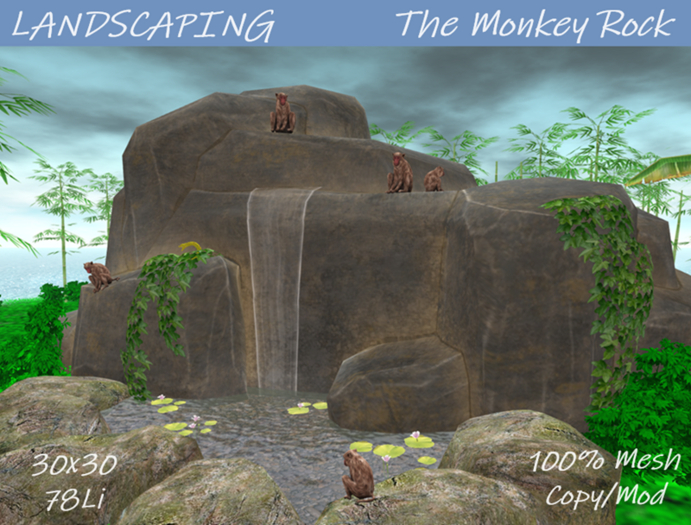 Second Life Marketplace - WATERFALL - The Monkey rock 30x30
