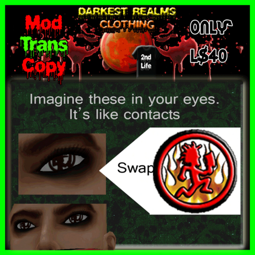Second Life Marketplace - DRC - Eyes with Hatchetman and Flames in a ...