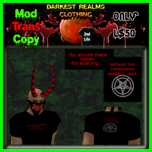 Second Life Marketplace - DRC - Satanism Shirt by Pyro - Set 2 - Thank ...