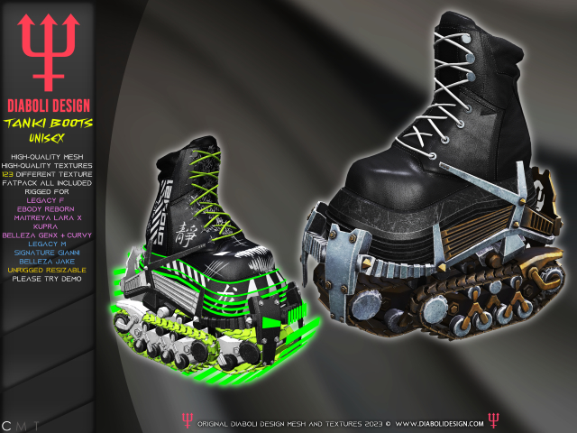 Second Life Marketplace - DIABOLI DESIGN - TANKI BOOTS UNISEX