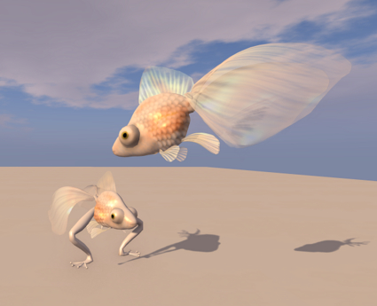 Second Life Marketplace - N*DEMEKIN Animated white fish swim and with legs