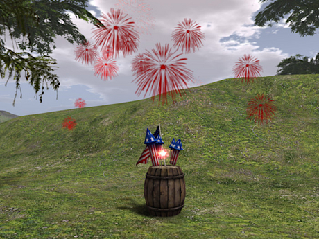 Second Life Marketplace - 4th July firework & flag barrel with fireworks