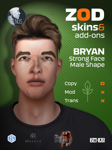 Second Life Marketplace - ZOD_GENUS Shape for Strong Face - Bryan