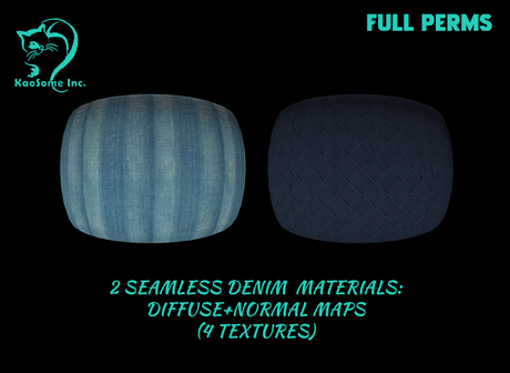 Second Life Marketplace - 2 Seamless Denim Materials: DIFFUSE+NORMAL Maps