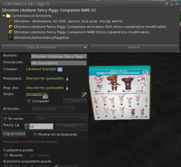 Second Life Marketplace - SEmotion Libellune Fancy Piggy Companion RARE 02