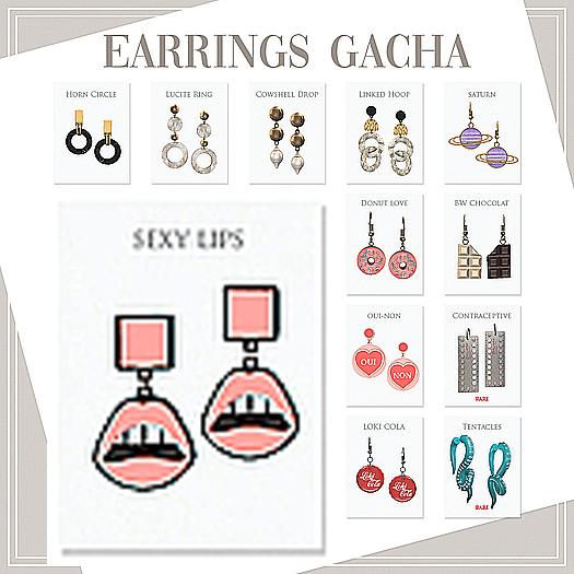 Second Life Marketplace - [Z O O M] Earrings Gacha - Sexy Lips - COMMON
