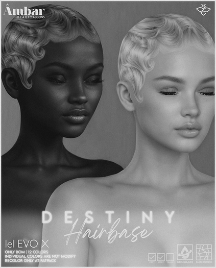 Second Life Marketplace - AMBAR BEAUTY - DESTINY HAIRBASE - DEMO