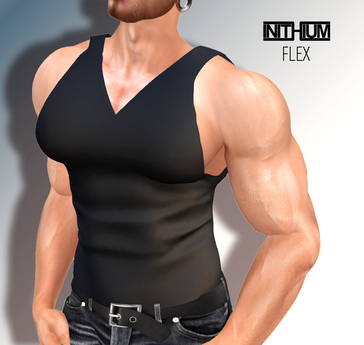 Second Life Marketplace - Brutal Shifted V Sleeveless Black Kario Flex