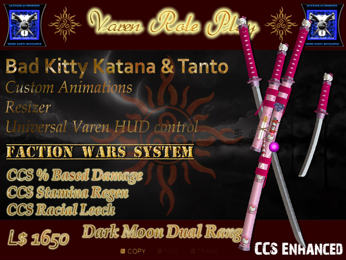 Second Life Marketplace - *CCS Enhanced* Varen Bad Kitty Katana & Tanto