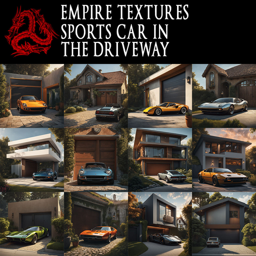 Second Life Marketplace - EMPIRE TEXTURES - sports car in the driveway