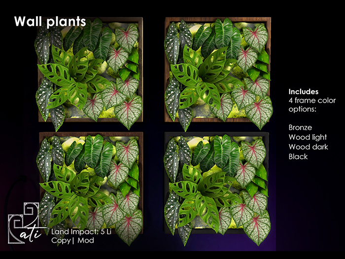 Second Life Marketplace - ati: Wall Plants_ tropical plants wall tiles ...