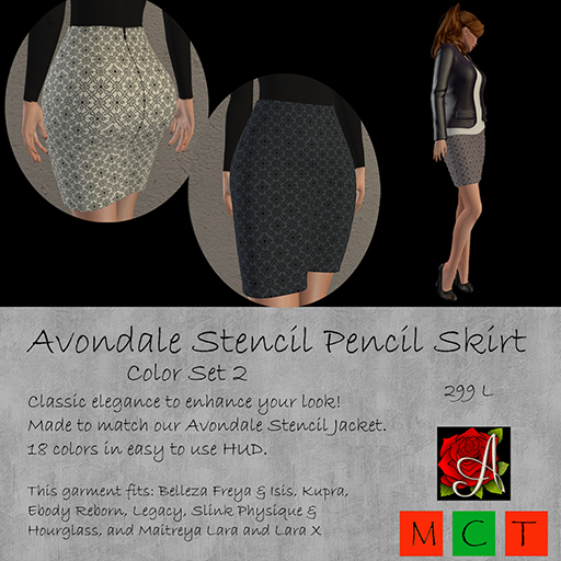 Second Life Marketplace - Avondale Stencil Pencil Skirt CS2