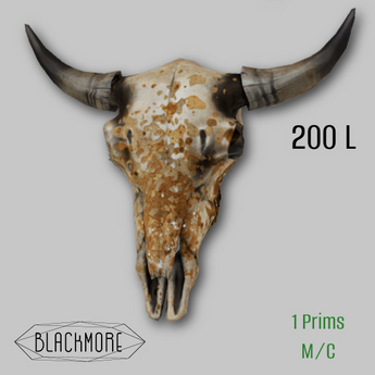 Second Life Marketplace - BLKMR- Golden Burn Cow Skull