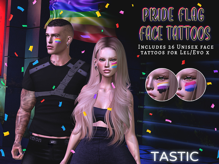 Second Life Marketplace - Tastic-Pride Flag Face Tattoos LEL/EVOX