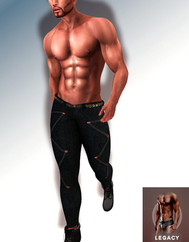 Second Life Marketplace - Brutal Belted String Denims Black Legacy Male