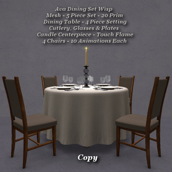 Second Life Marketplace - Ava Dining Set Wisp V2