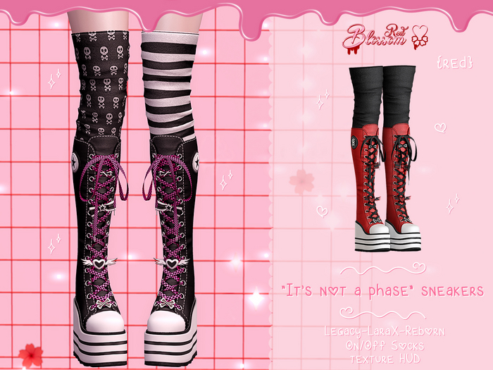 Second Life Marketplace - { Red Blossom } "It's not a phase" Sneakers ...