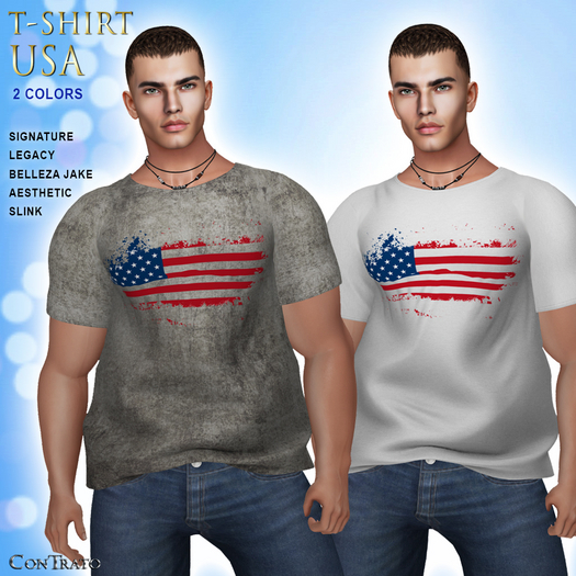 Second Life Marketplace - [ConTrato] USA T-shirt Men