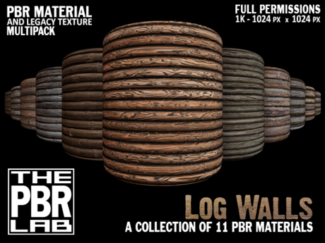 Second Life Marketplace - The PBR Lab - Log Walls Multipack - PBR ...