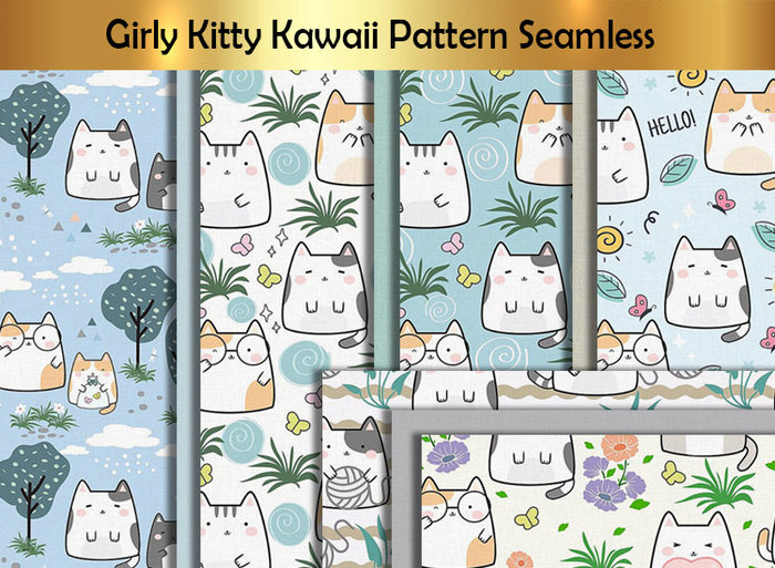 Second Life Marketplace - Girly Kitty Kawaii Patterns Seamless Textures